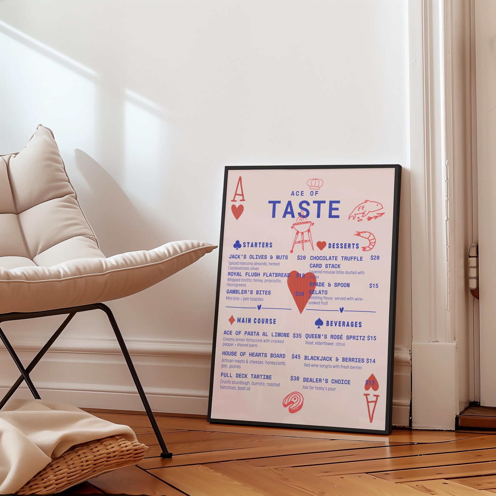 Ace of Taste Menu Print – Playing Card Kitchen Art (digital Download ...