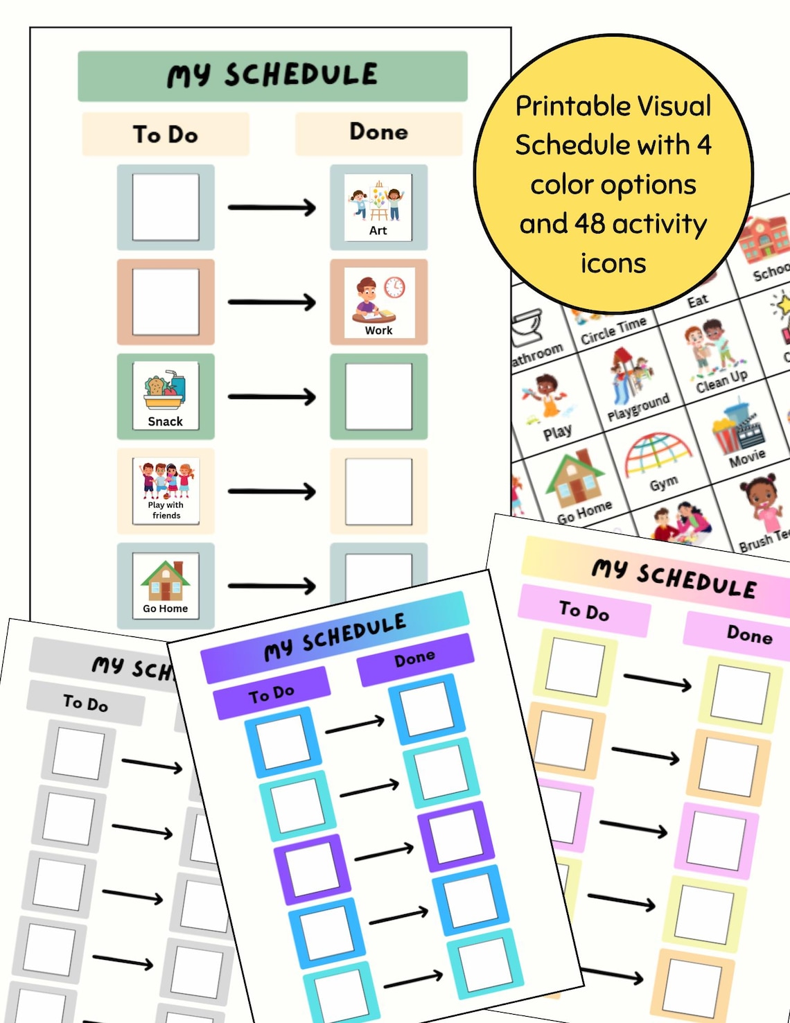 Printable Visual Schedule With Activity Icons - for School, Homeschool ...