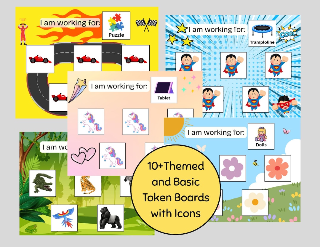 Themed and Basic Token Boards With Icons - Etsy