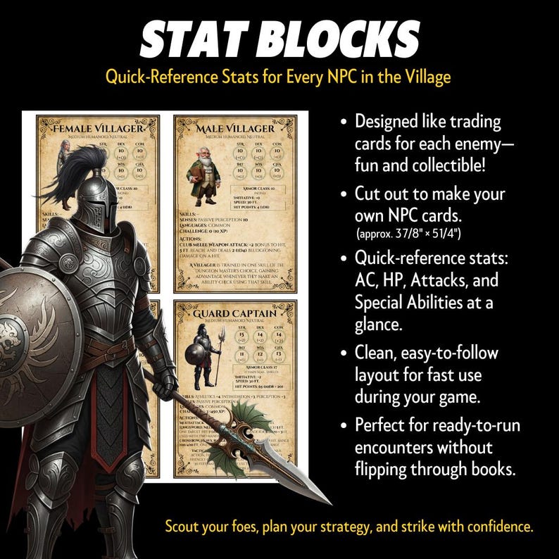 Printable Dnd Village Encounter Kit – Villagers, Guards, Commoners ...