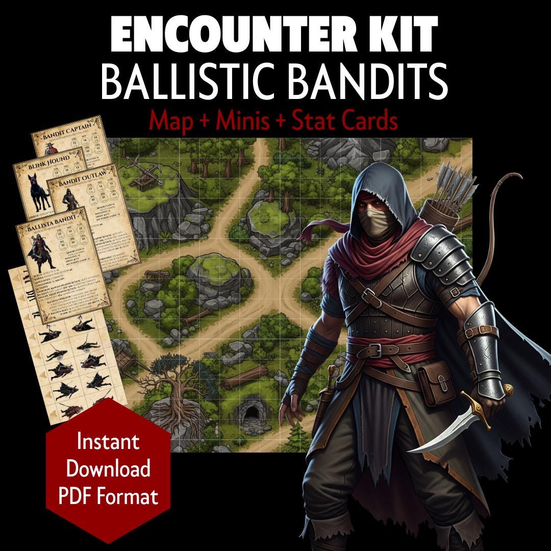 Printable Dnd Bandit Encounter Kit – Bandits, Hounds, Ballista, Battle ...