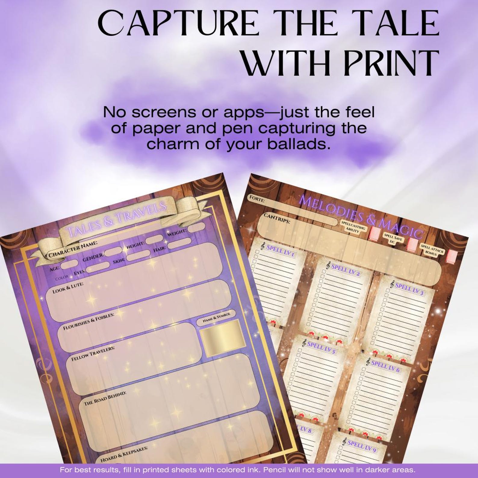 Bard 5e Character Sheet - Ballad of the Wanderer | Printable & Fillable ...