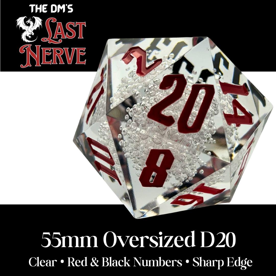 Giant 55mm D20 Chonk - the Dm's Last Nerve | Translucent Sharp-edge ...