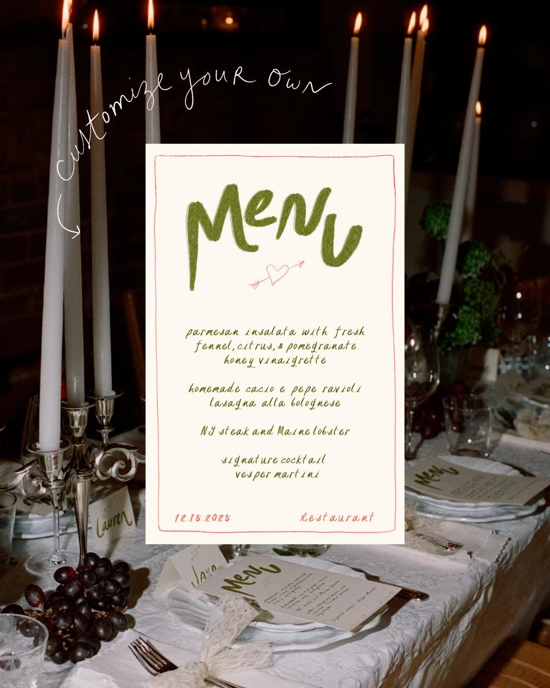 Hand-drawn Dinner Menu Template - Etsy