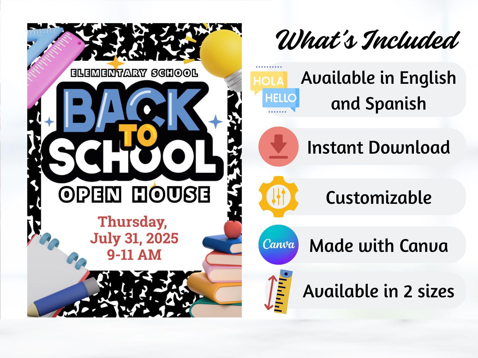 School Open House Invitation, Social Media Post for Open House - Etsy