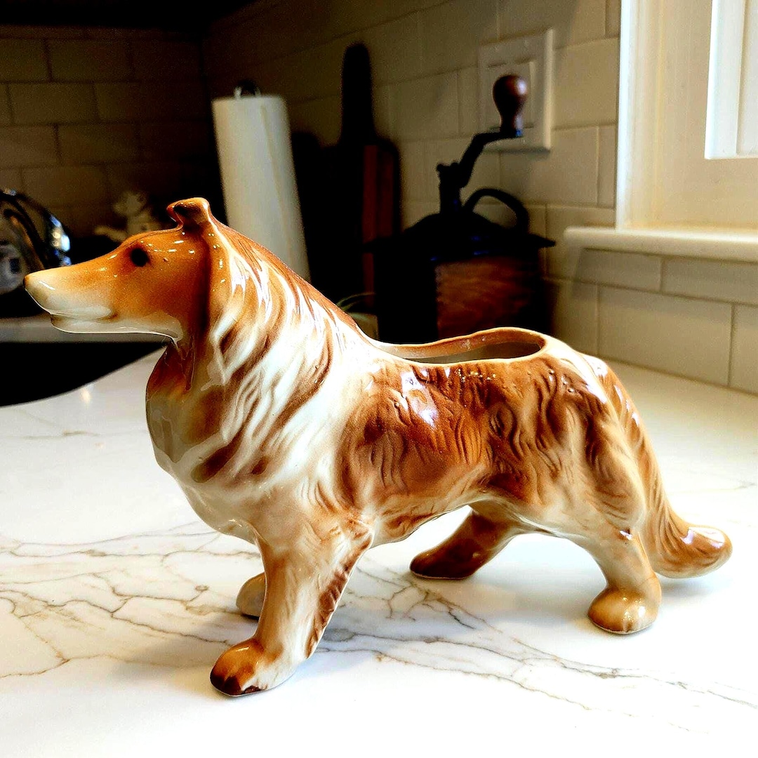 Vintage 1940s-1950s American Ceramic Collie Planter-mid-century Ceramic ...