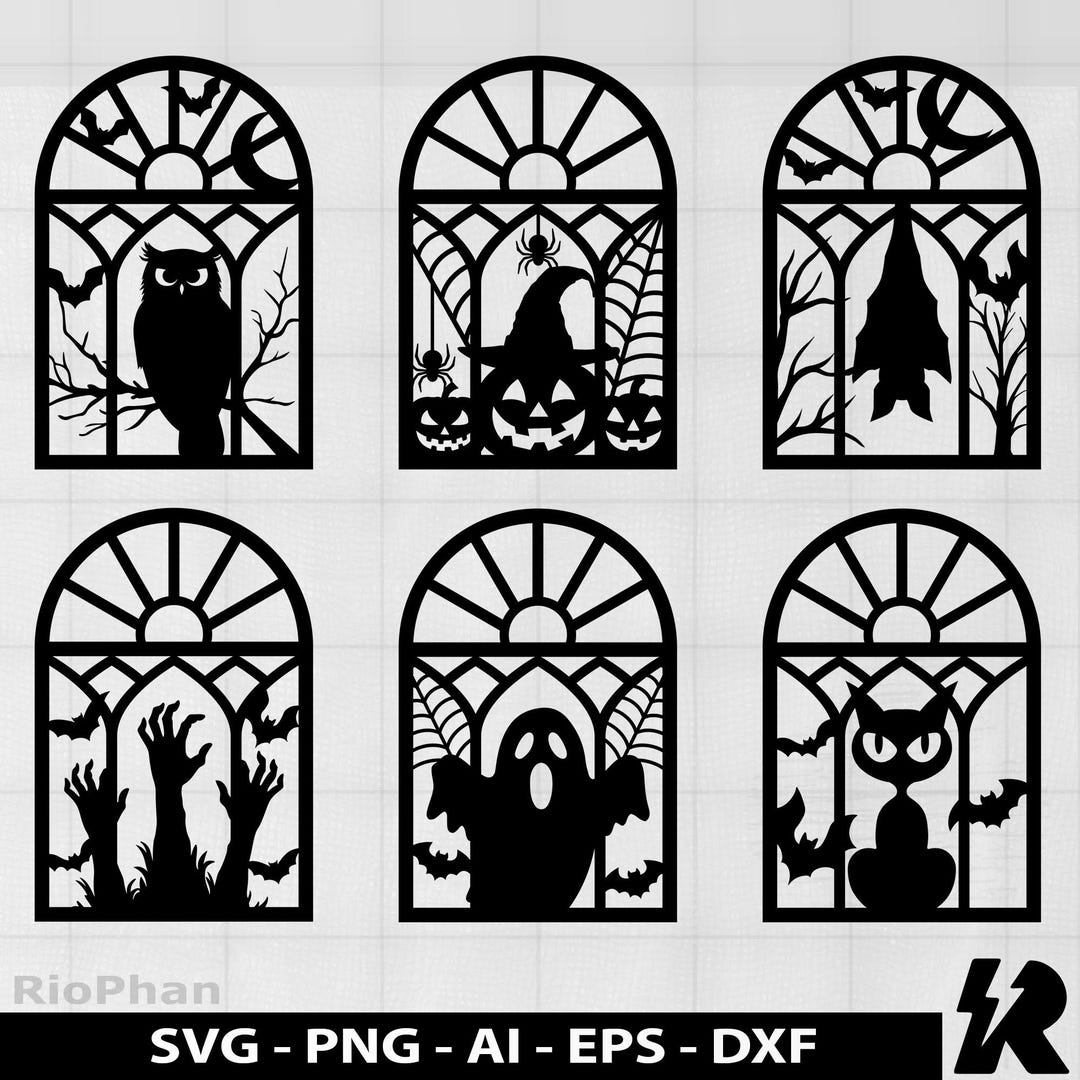 Halloween Window Frames SVG, Window Frame Bundle, Halloween Window ...