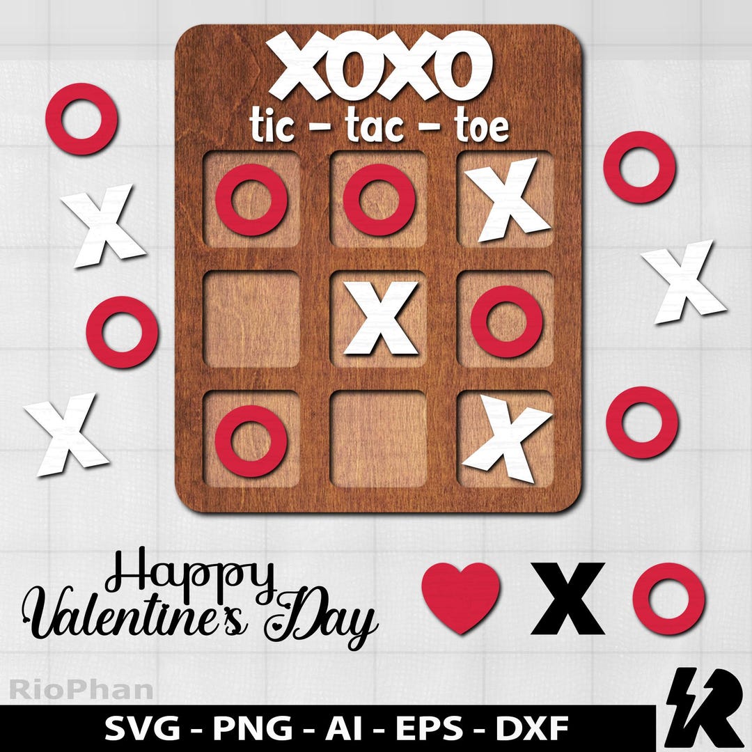 Valentine's Day Tic Tac Toe SVG, XOXO Tic Tac Toe Valentine Card, DIY ...