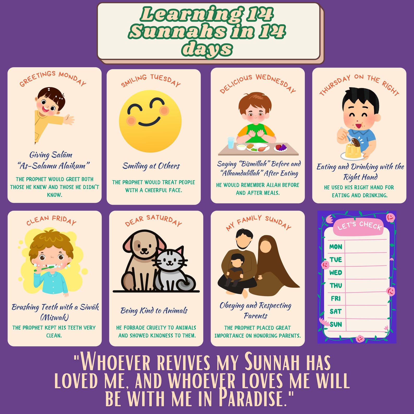 Sunnah Cards for Kids - Islamic Daily Habits - Eid Kids Activity ...