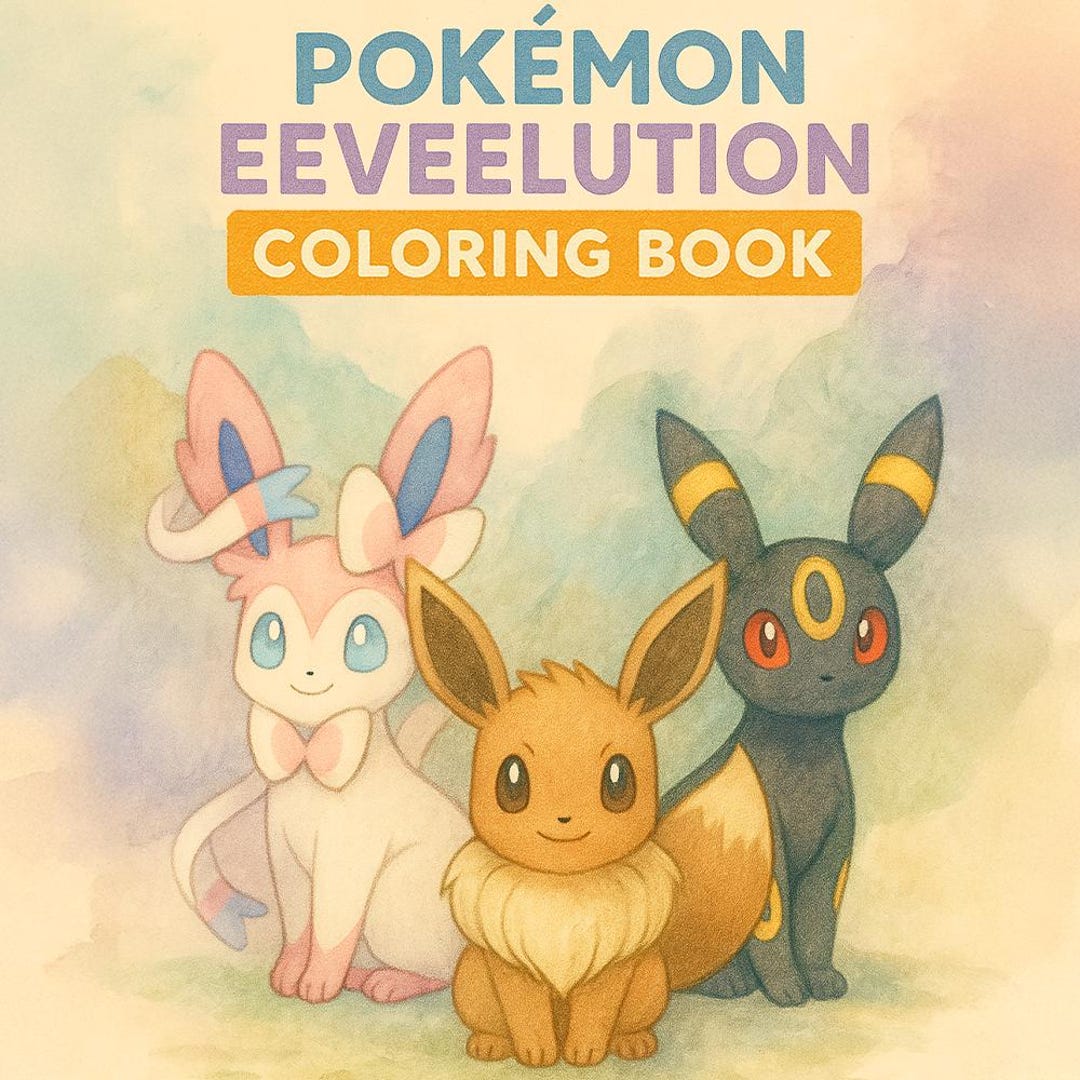 Printable Pokémon Eeveelutions Coloring Book – Digital Download – From ...