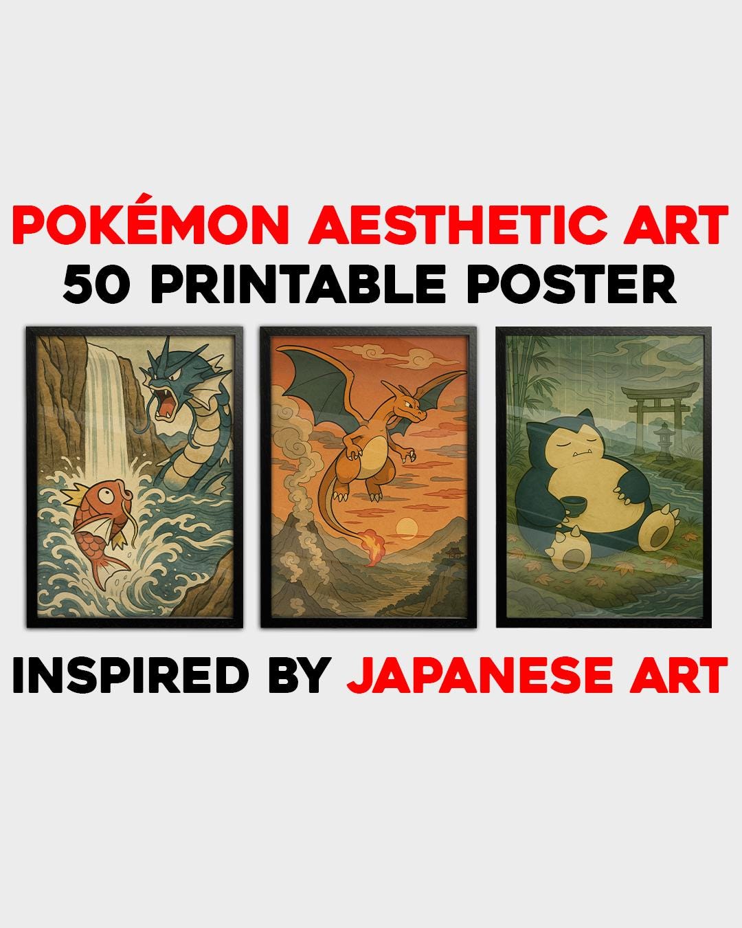 50 Pokémon Poster – Japanese Art Style Digital Download | Aesthetic ...