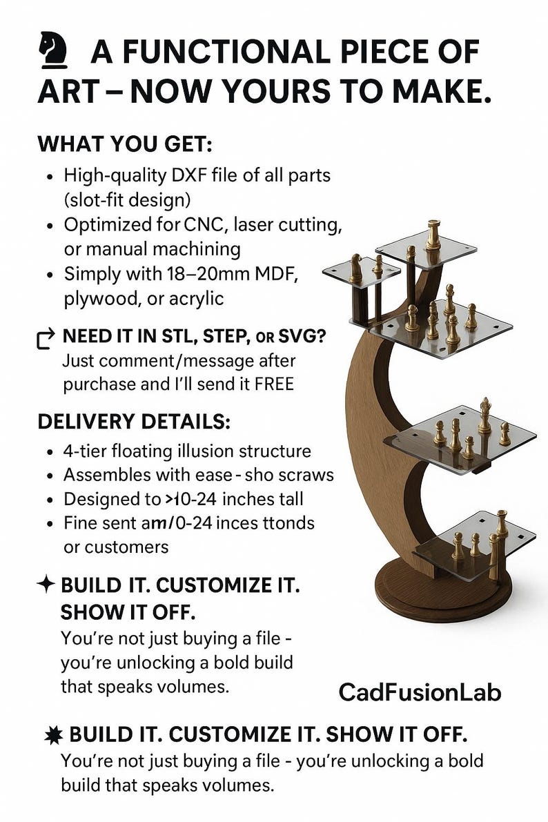 4-tier Floating Chess Board STL – CNC Laser Cut Plan (digital Download ...