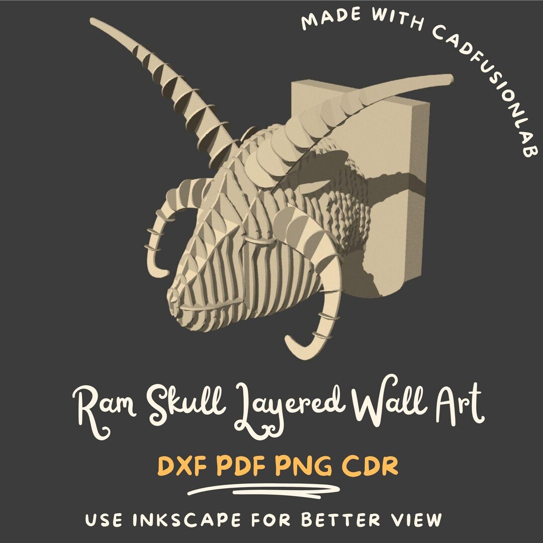 Ram Skull Layered Wall Wrt | Cnc & Laser Cut Dxf Cdr Png Pdf | Digital ...