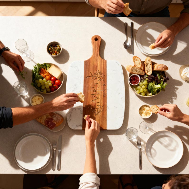 Personalized Charcuterie Board, Custom Engraved Wood Marble Cheese ...