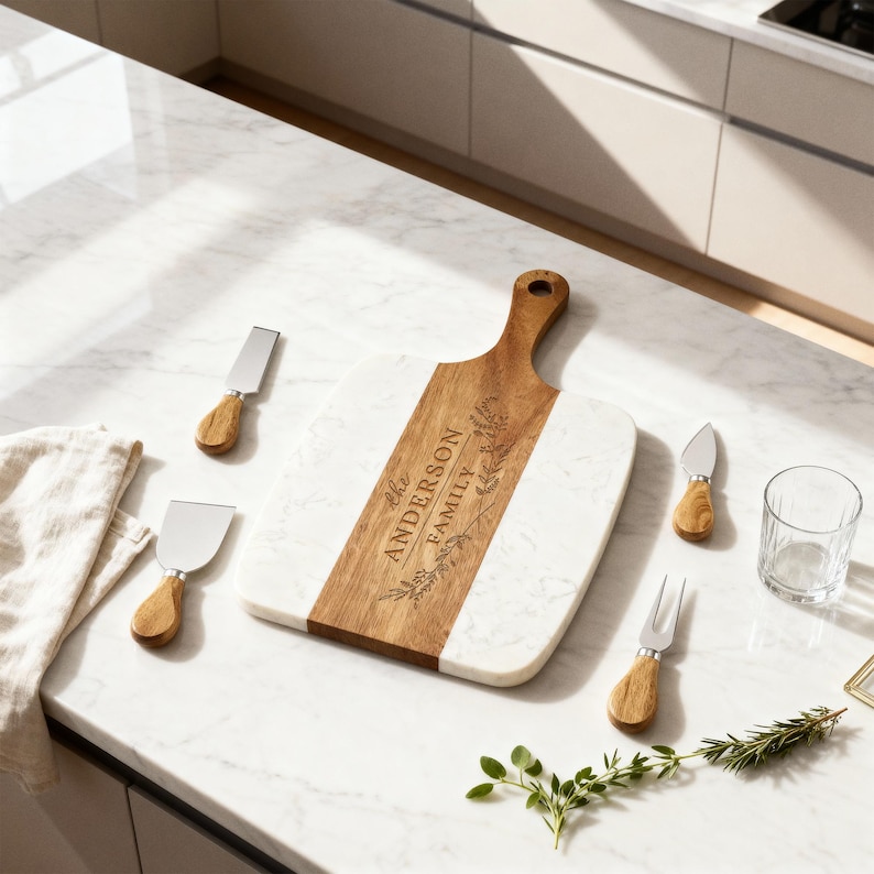 Personalized Charcuterie Board, Custom Engraved Wood Marble Cheese ...