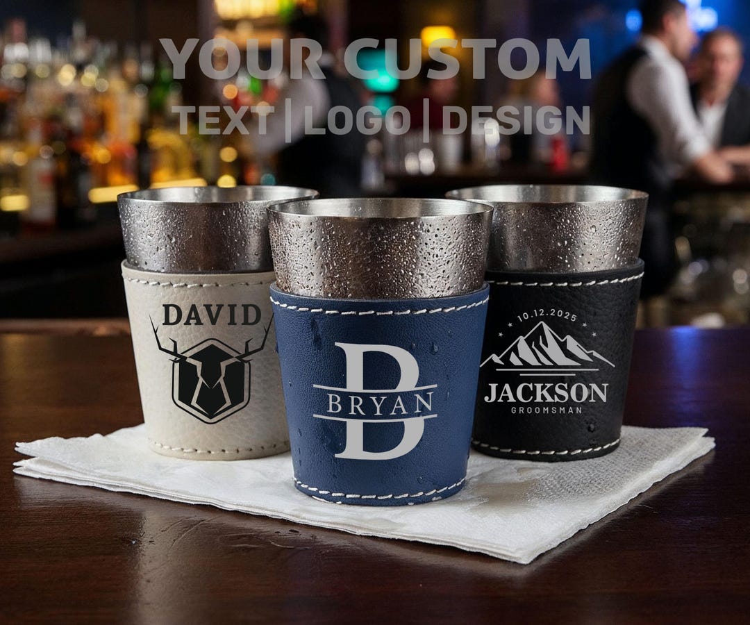 Personalized Leather Shot Glasses, Custom Logo Shot Glass, Engraved ...
