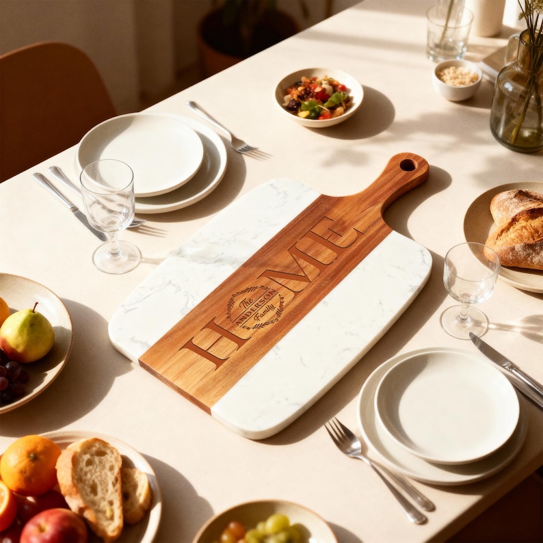 Personalized Charcuterie Board, Custom Engraved Wood Marble Cheese ...