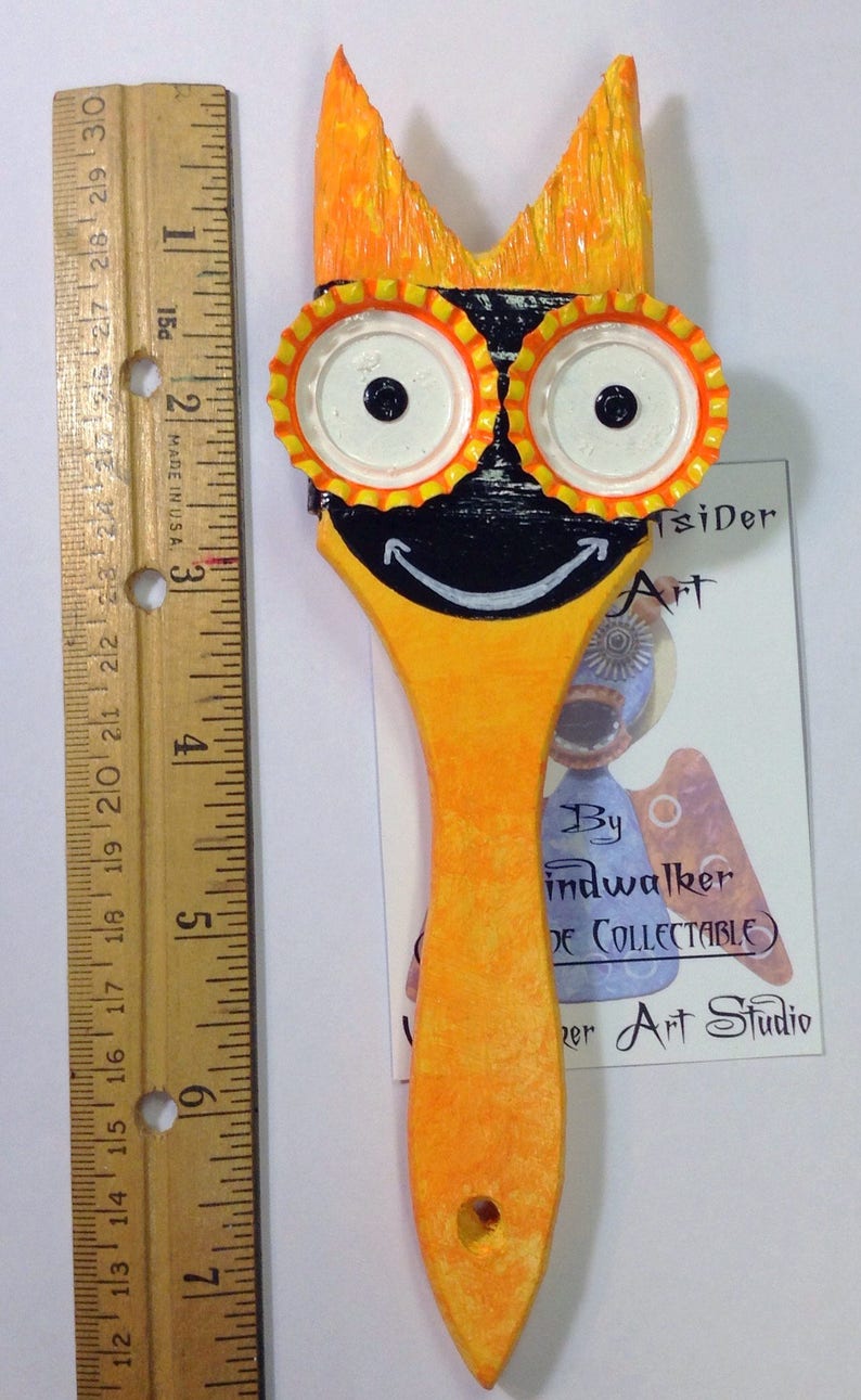 Happy Paint Brush 11 Limited Edition Funky Outsider Folk Art - Etsy