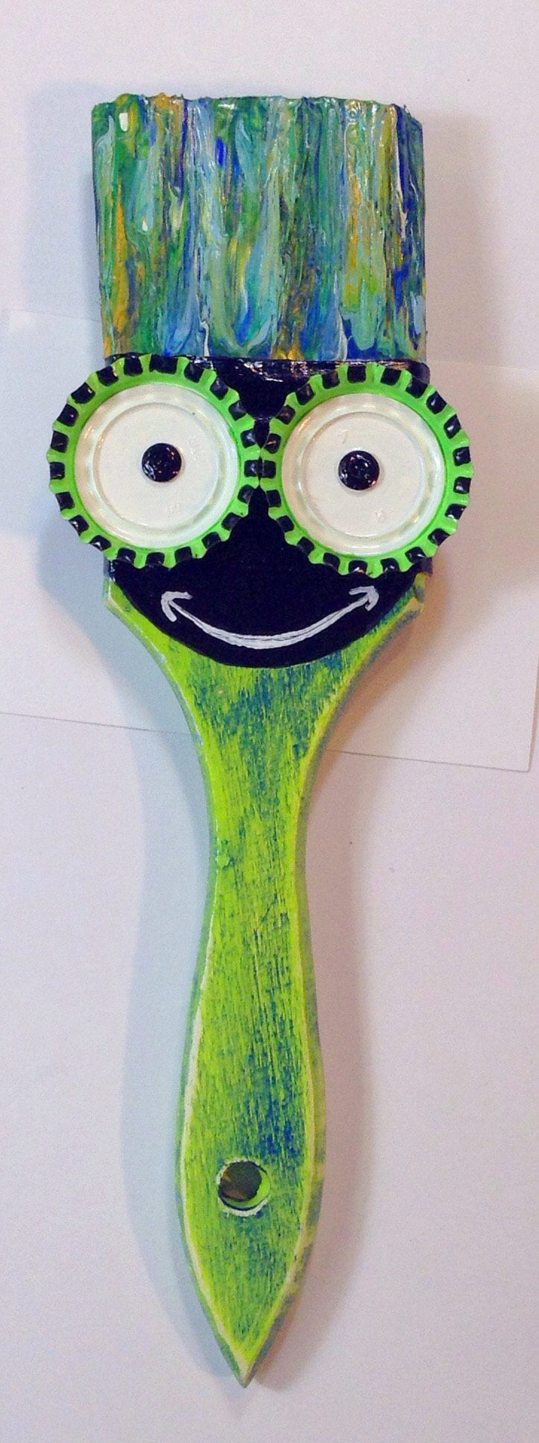 Happy Paint Brush #34, Limited Edition Funky Outsider Folk Art Paint ...