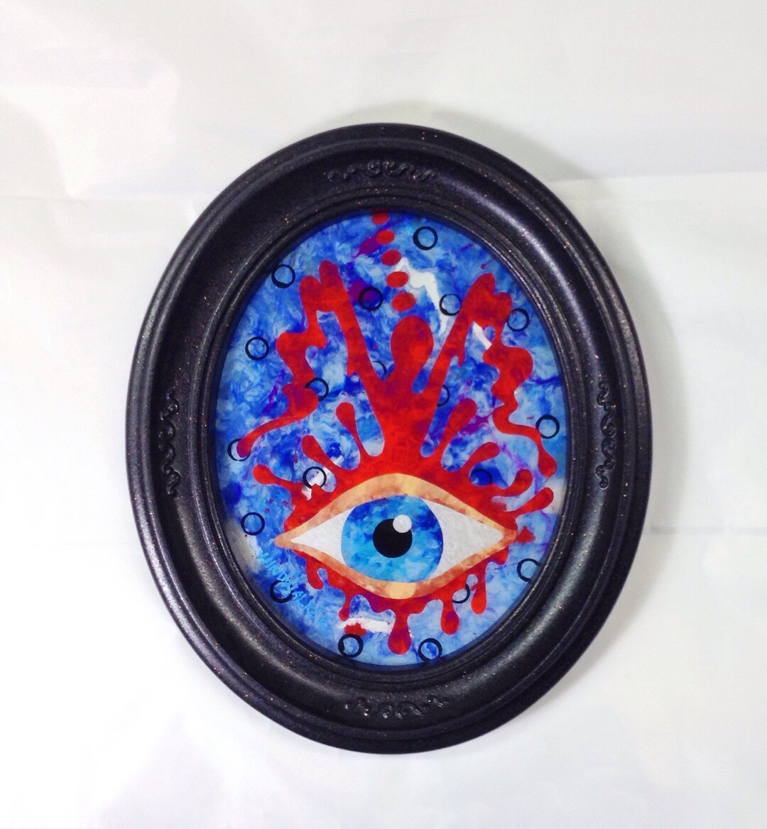 All Seeing Eye Acid Glass Painting "the Awakening", Abstract Reverse ...
