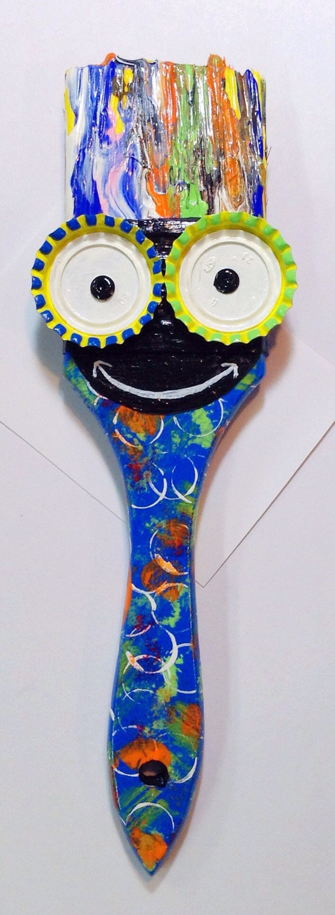 Happy Paint Brush #38, Limited Edition Funky Outsider Folk Art Paint ...