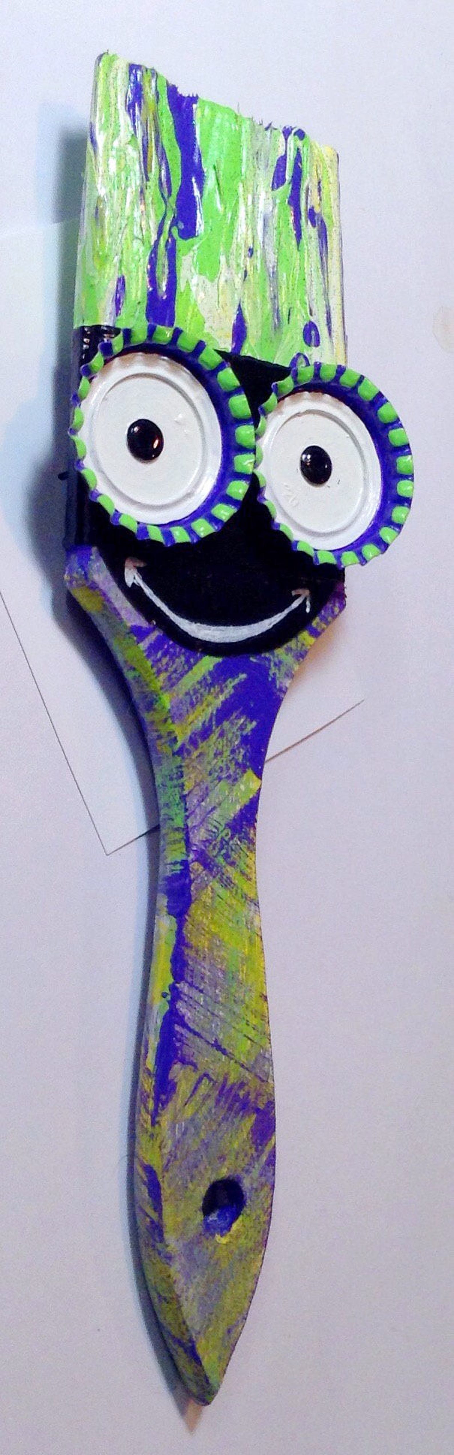Happy Paint Brush #39, Limited Edition Funky Outsider Folk Art Paint ...