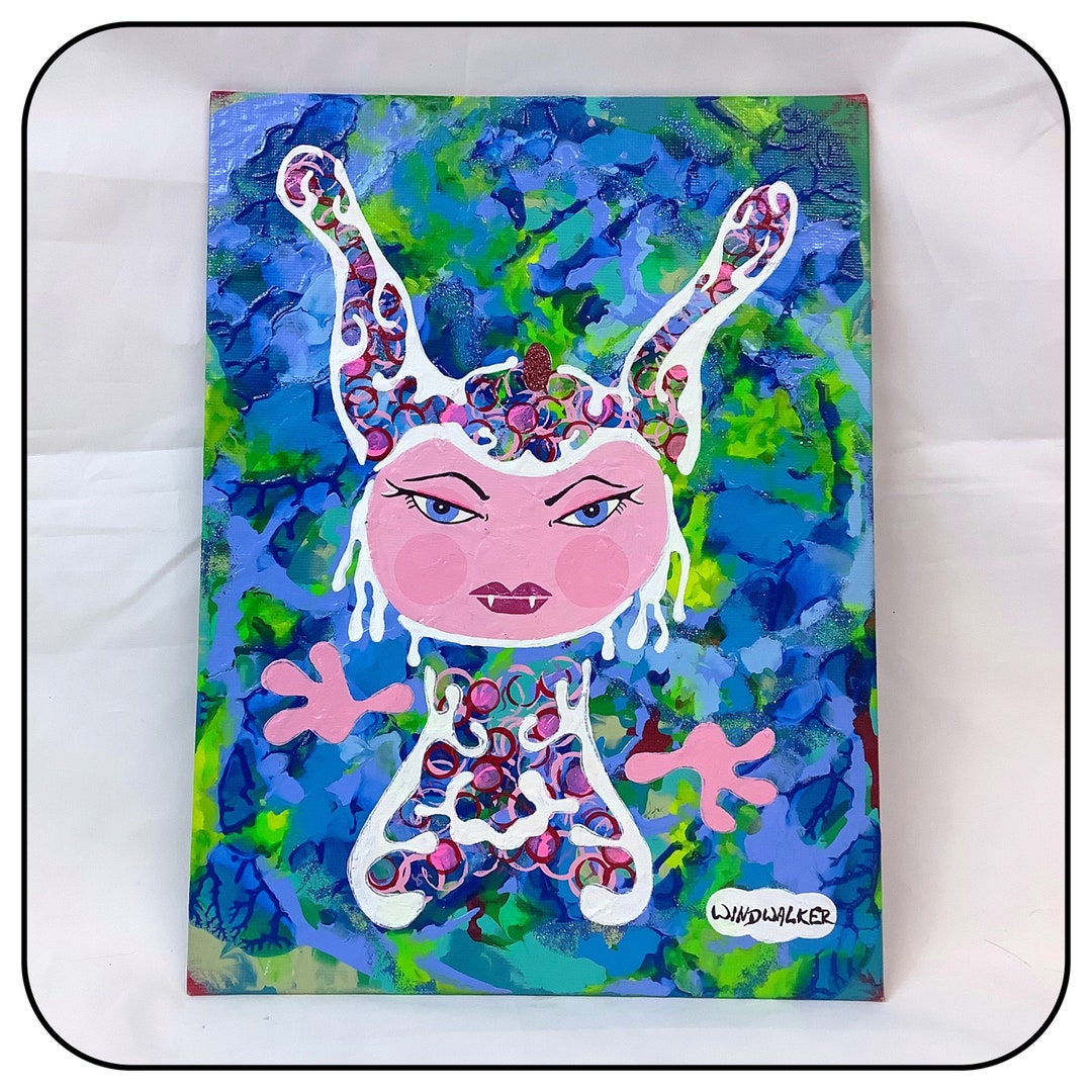 Abstract Cartoon Bunny Painting, "lady Vampire", Original Art Rabbit ...