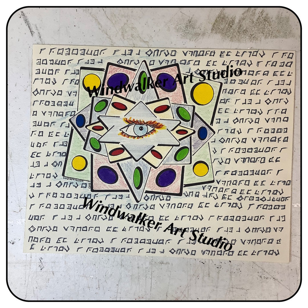 Original Cryptic Doodle Outsider Art Pencil Drawing, All Seeing Eye of ...
