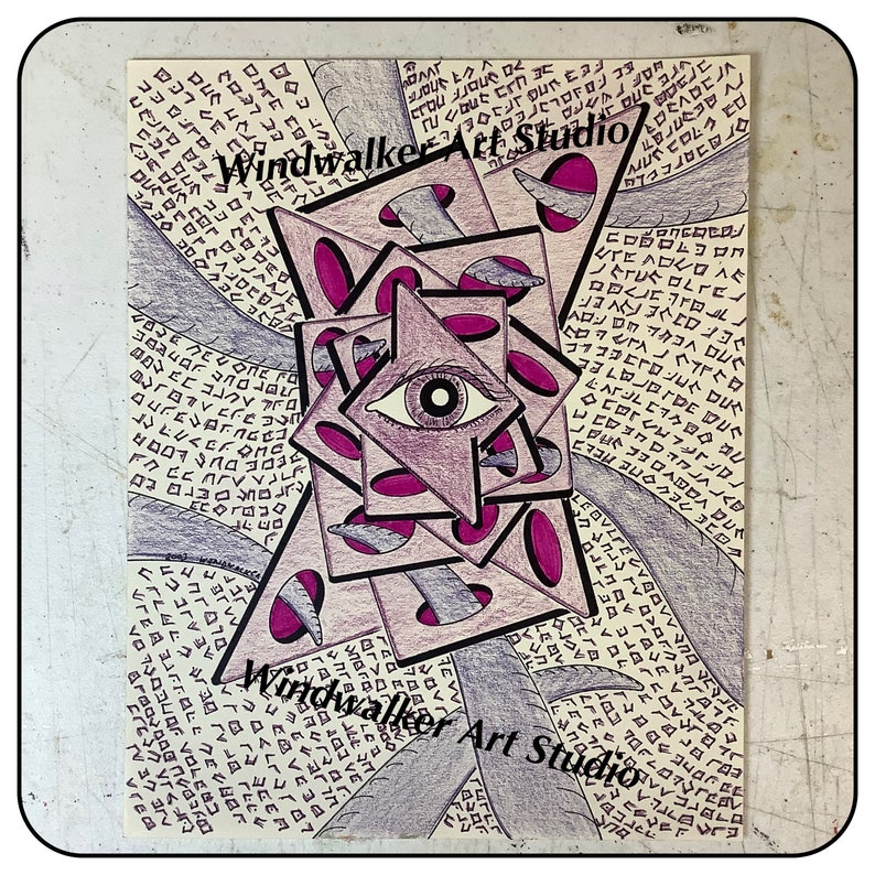 Original Cryptic Doodle Outsider Art Pencil Drawing, All Seeing Eye of ...