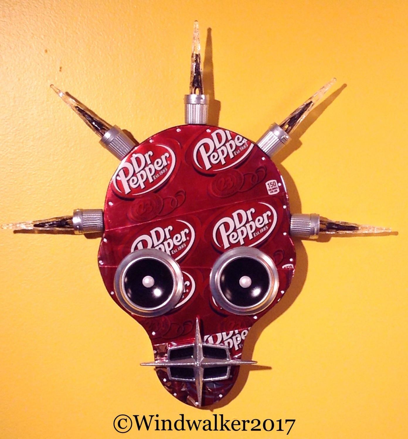 Outsider Folk Art "dr.pepper Alien Robot" Head, Soda Can Art, Sci-fi ...