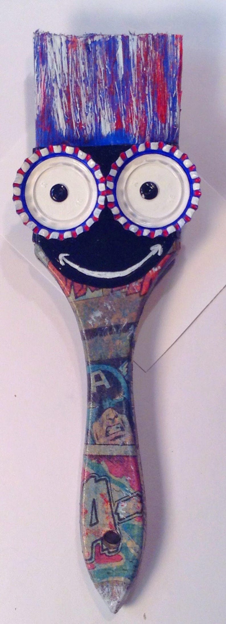 Happy Paint Brush #47, Limited Edition Funky Outsider Folk Art Paint ...