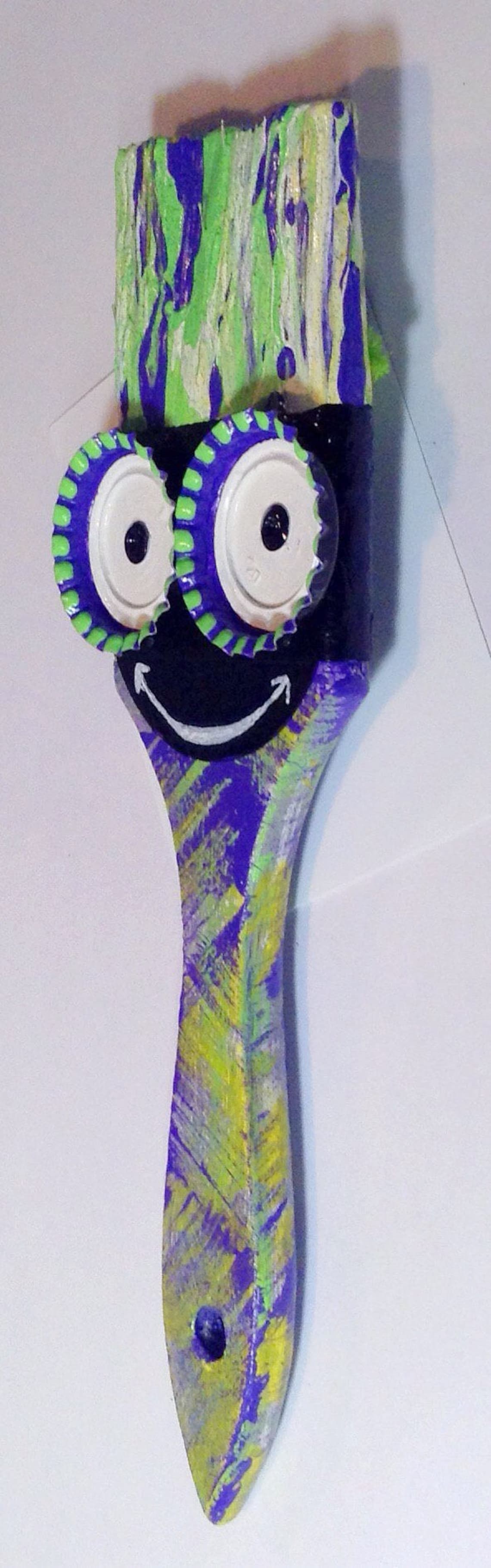 Happy Paint Brush #39, Limited Edition Funky Outsider Folk Art Paint ...