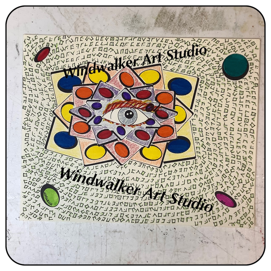 Original Cryptic Doodle Outsider Art Pencil Drawing, All Seeing Eye of ...
