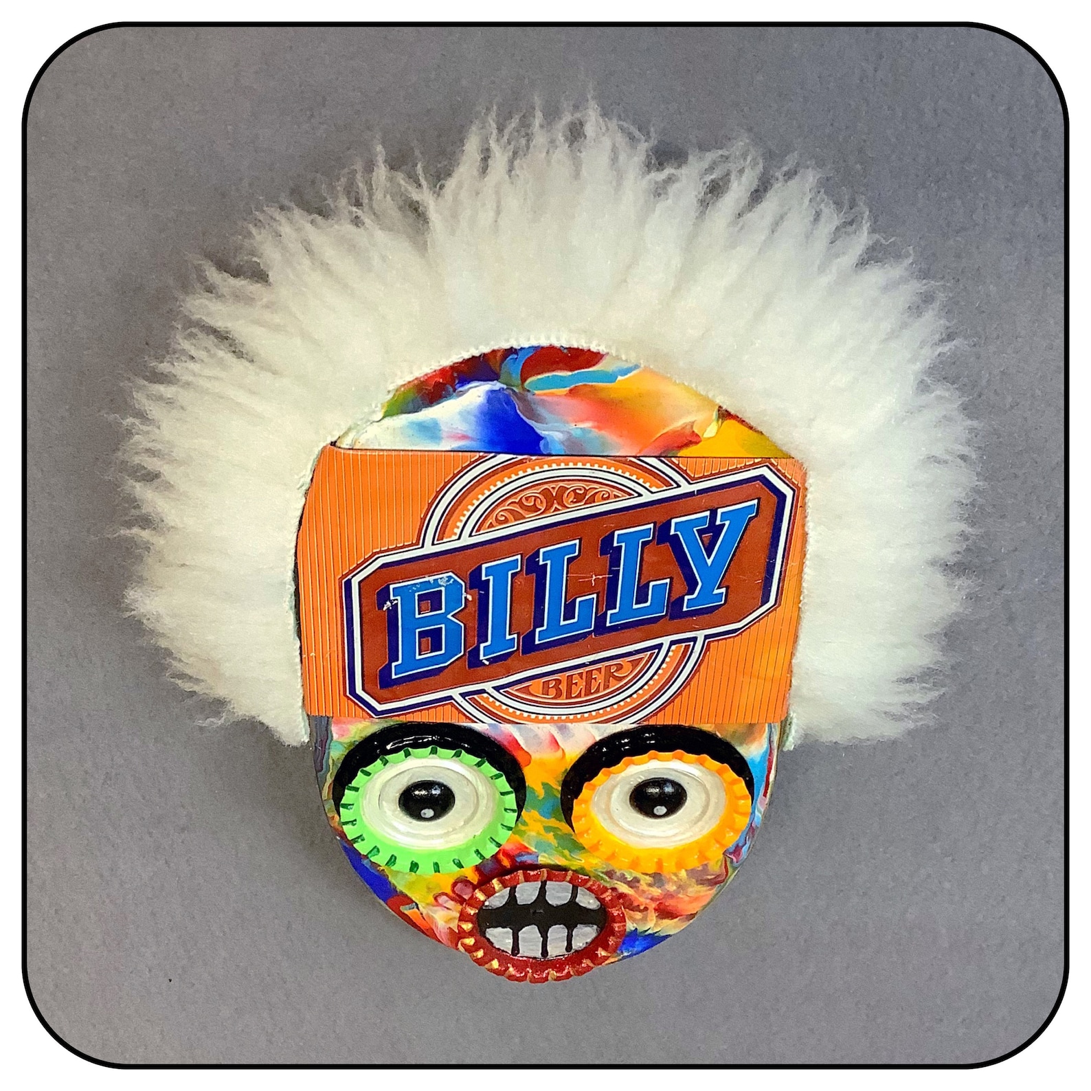 Outsider Folk Art, Comical Tribal Wall Hanging, "billy Bob", Beer Can ...