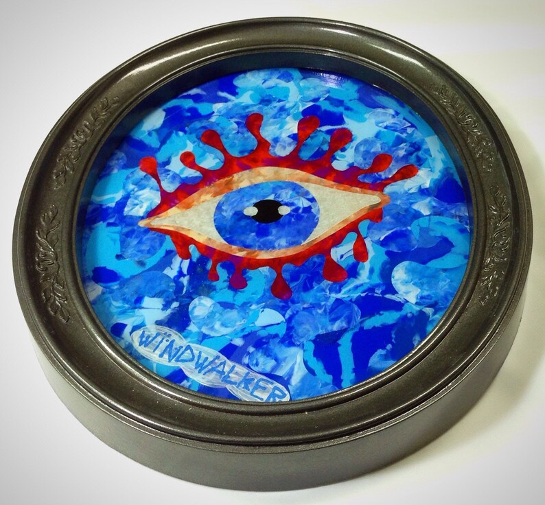 All Seeing Eye Acid Glass Painting "opened Eye", Oval Framed Reverse ...