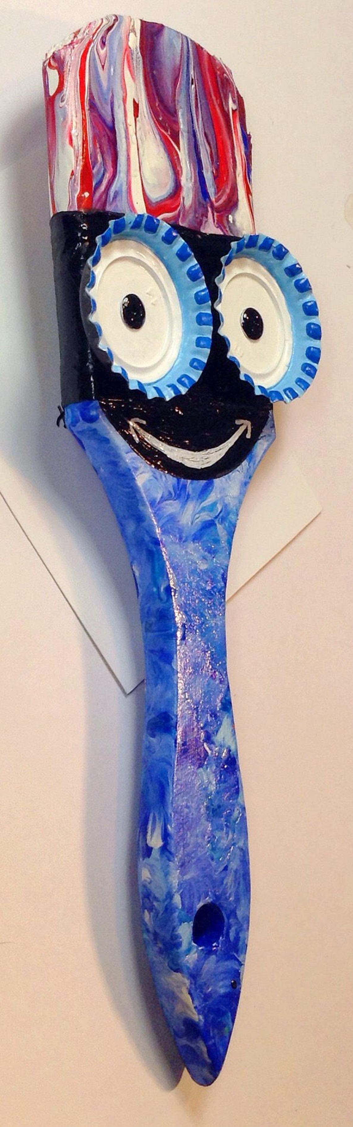 Happy Paint Brush #33, Limited Edition Funky Outsider Folk Art Paint ...