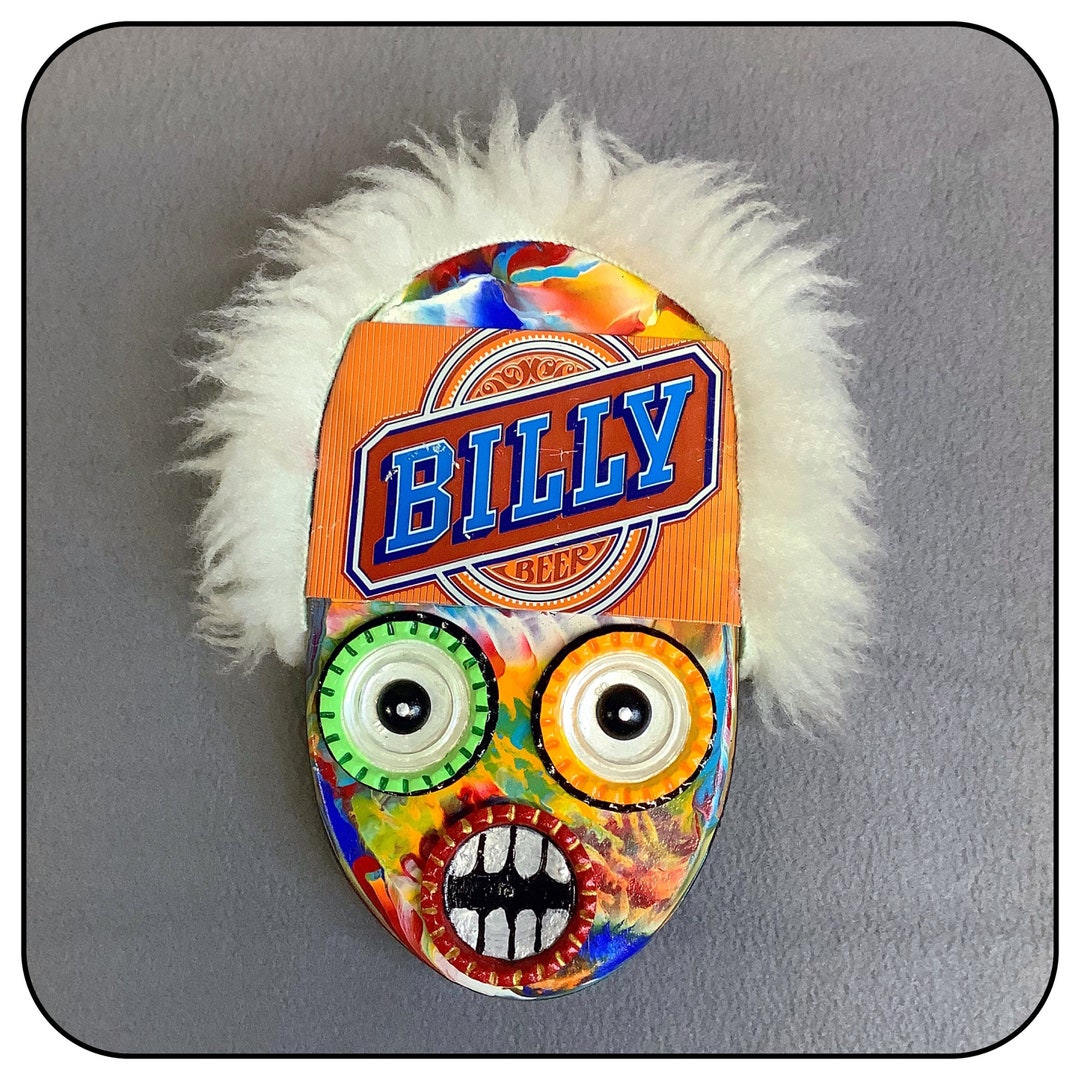 Outsider Folk Art, Comical Tribal Wall Hanging, "billy Bob", Beer Can ...