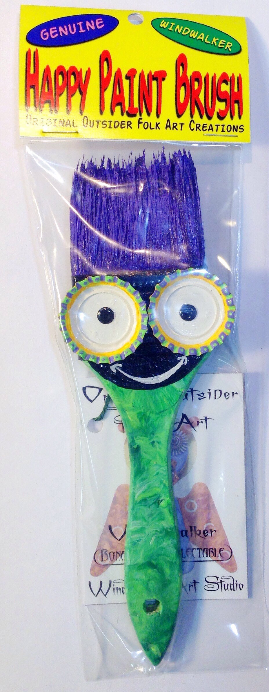 Happy Paint Brush #19, Limited Edition Funky Outsider Folk Art Paint ...