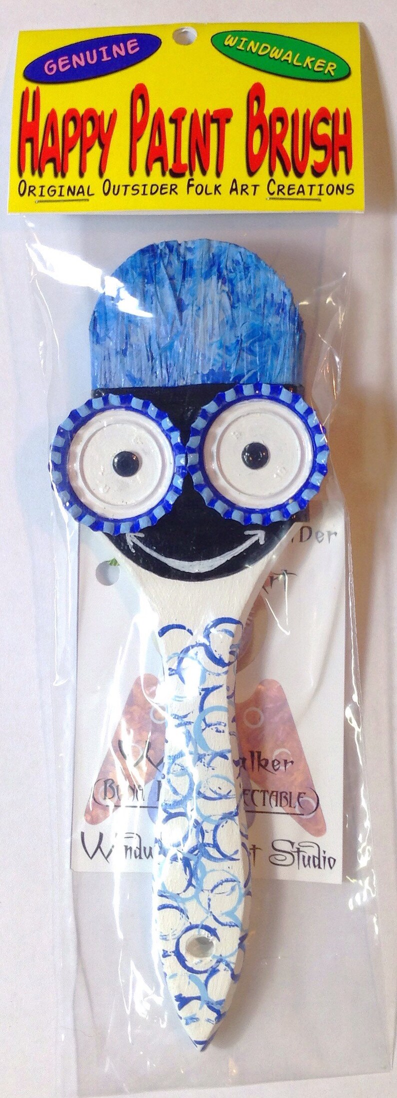 Happy Paint Brush 16, Limited Edition Funky Outsider Folk Art Paint ...