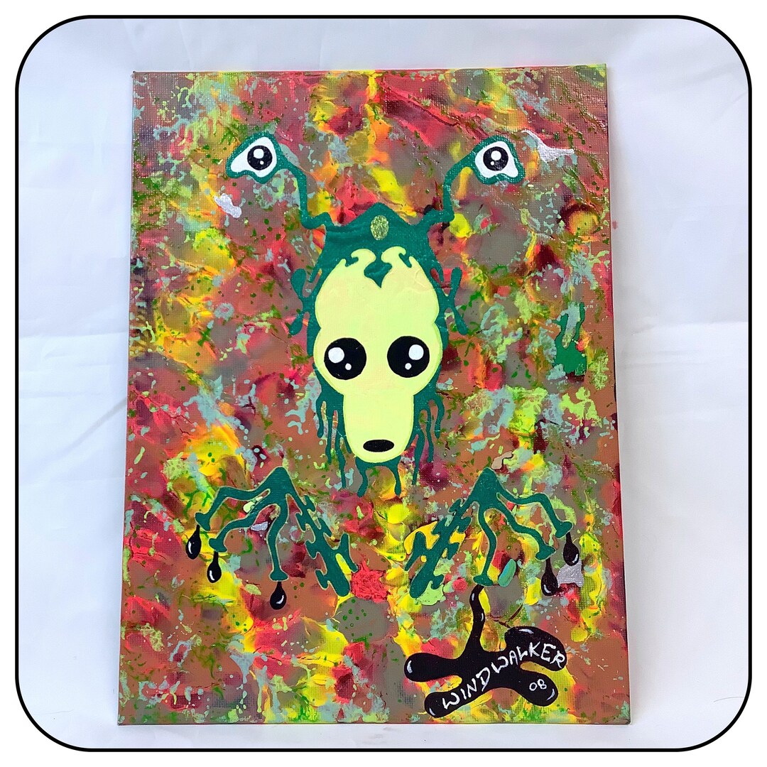 Abstract Cartoon Alien Painting "aliens Control the Oil", Avant-garde ...