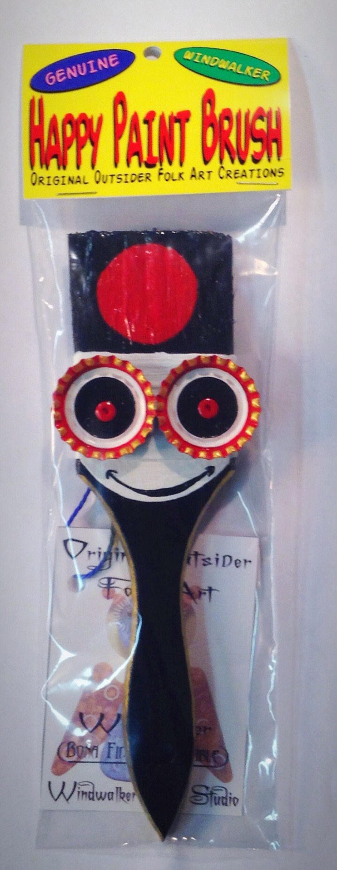 Happy Paint Brush #48, Limited Edition Funky Outsider Folk Art Paint ...