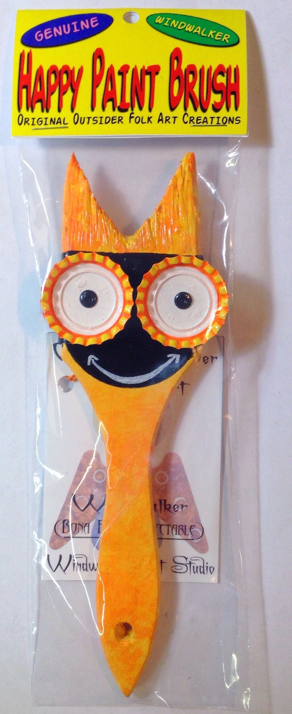 Happy Paint Brush 11 Limited Edition Funky Outsider Folk Art - Etsy