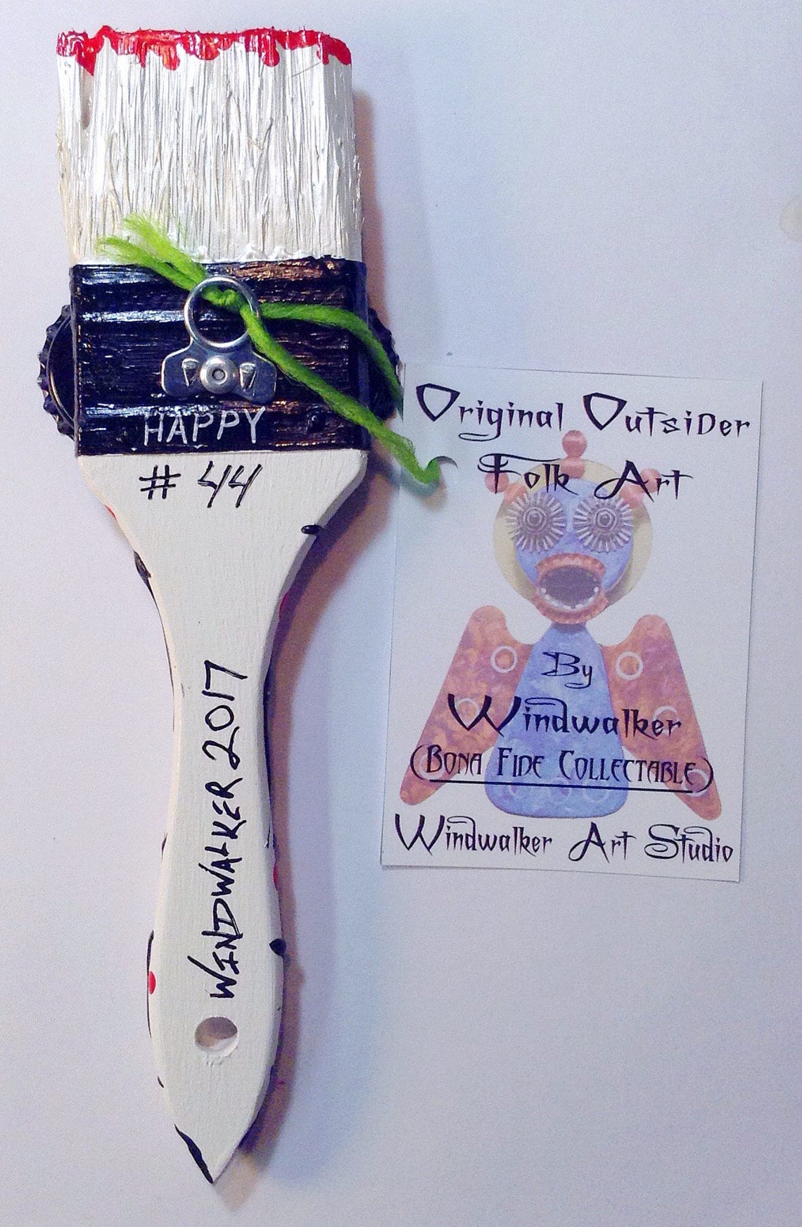 Happy Paint Brush #44, Limited Edition Funky Outsider Folk Art Paint ...