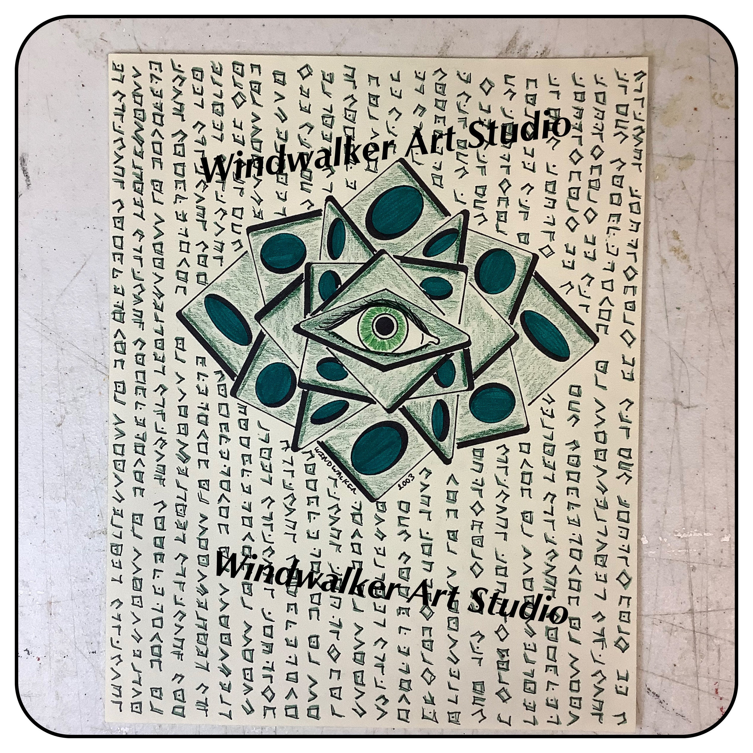 Original Cryptic Doodle Outsider Art Pencil Drawing, All Seeing Eye of ...