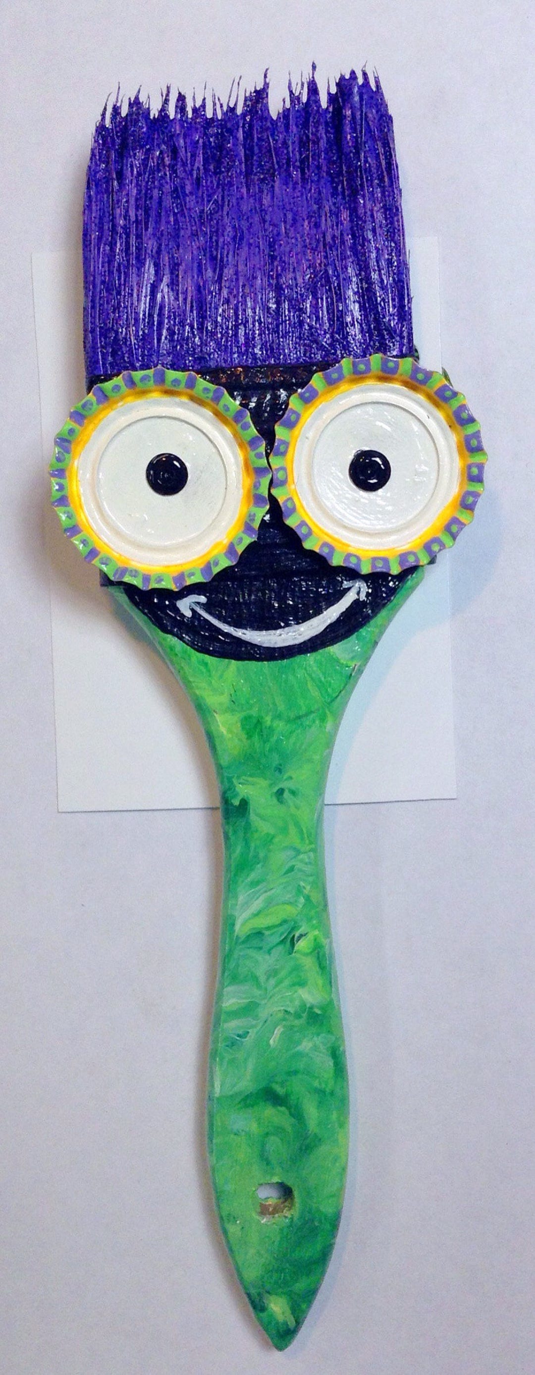 Happy Paint Brush #19, Limited Edition Funky Outsider Folk Art Paint ...