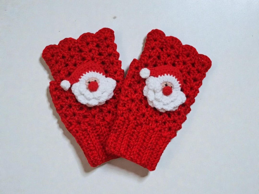 Santa Claus Fingerless Gloves – Christmas Holiday Handwear – Festive ...