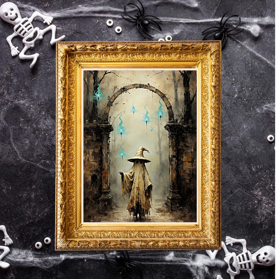 Ghost at the Haunted Gate – Gothic Halloween Wall Art, Spooky Spirit ...