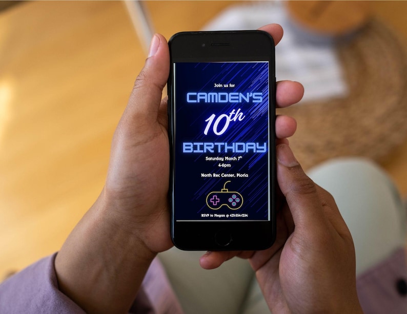 Neon Boy Birthday Party Invitation - Etsy