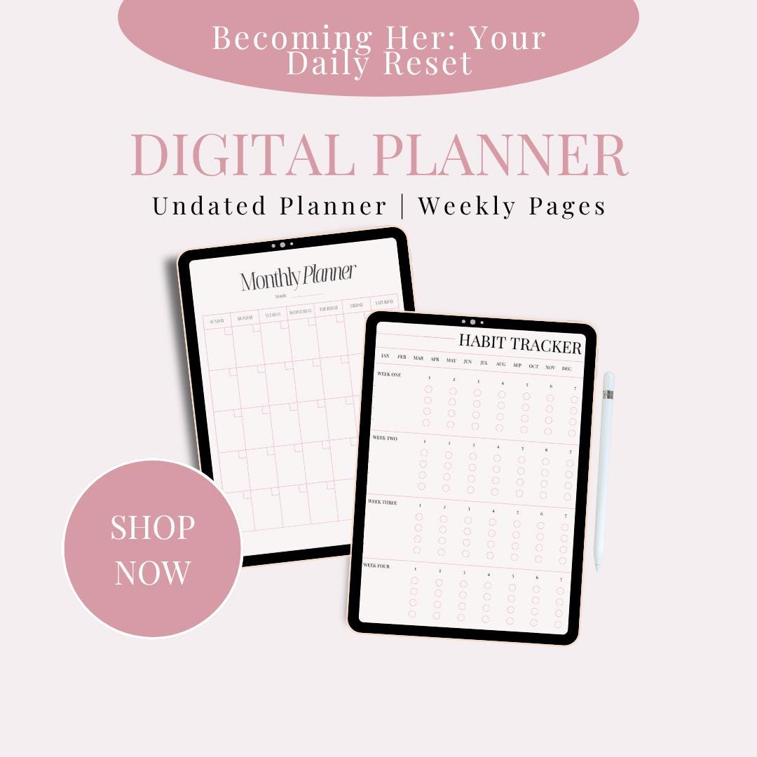 Digital Planner | Becoming Her | Aesthetic Digital Self-care Journal ...
