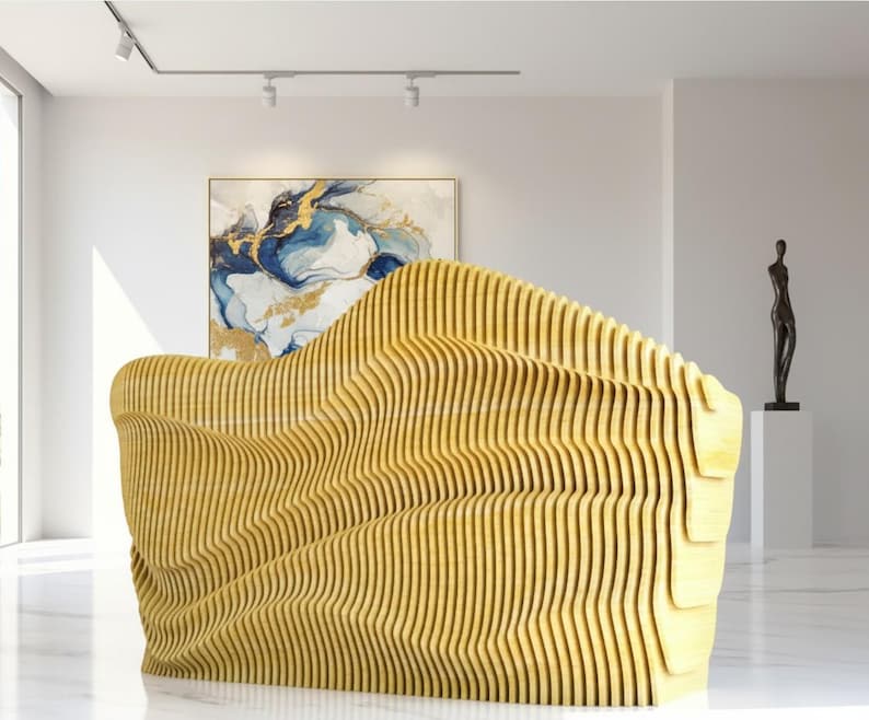Luxury Parametric Reception Desk: Sculptural 3D Wave Wooden Counter - Etsy